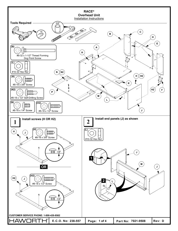 RACE - Overhead Unit - Installation | Details Page | Haworth