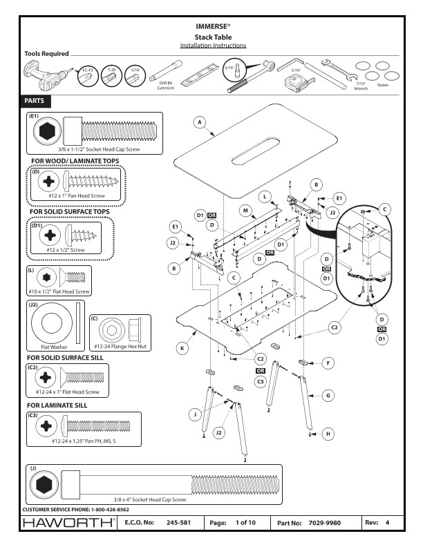 Immerse - Stack Tables - Installation | Details Page | Haworth