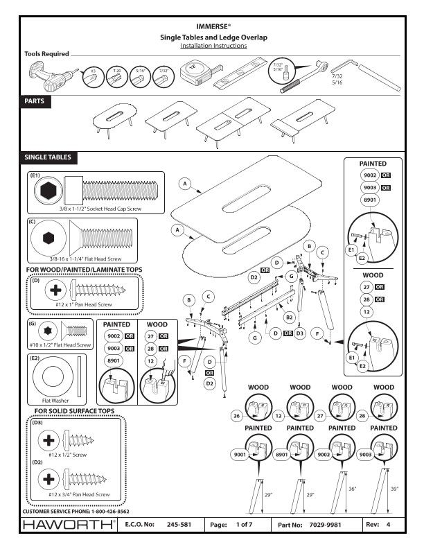 Immerse - Single Tables and Ledge Overlap - Installation | Details Page ...