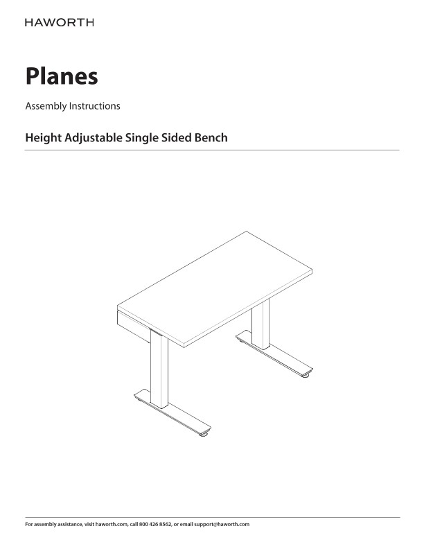 Planes - Height Adjustable Single Sided Bench - Installation | Details ...