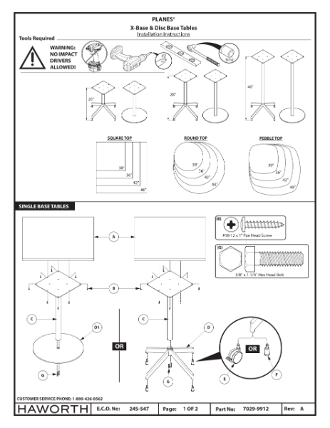 Planes - X-Base & Disc Base Tables | Details Page | Haworth