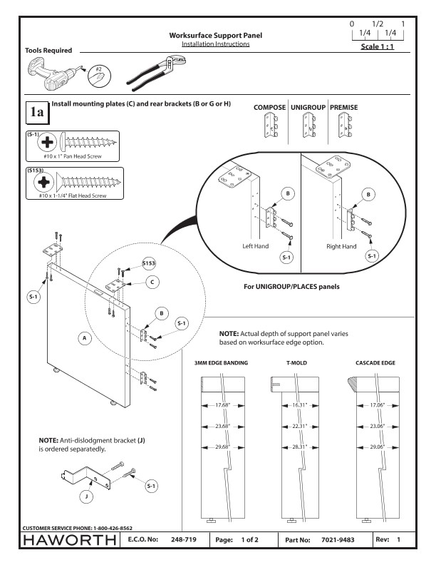 Worksurface Support Panel | Details Page | Haworth
