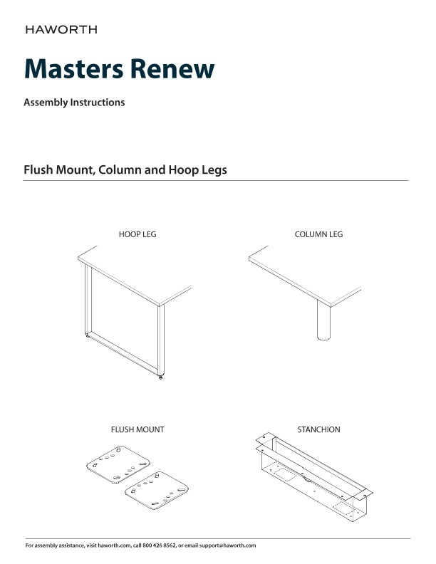 Masters Renew Flush Mount, Column and Hop Legs | Details Page | Haworth