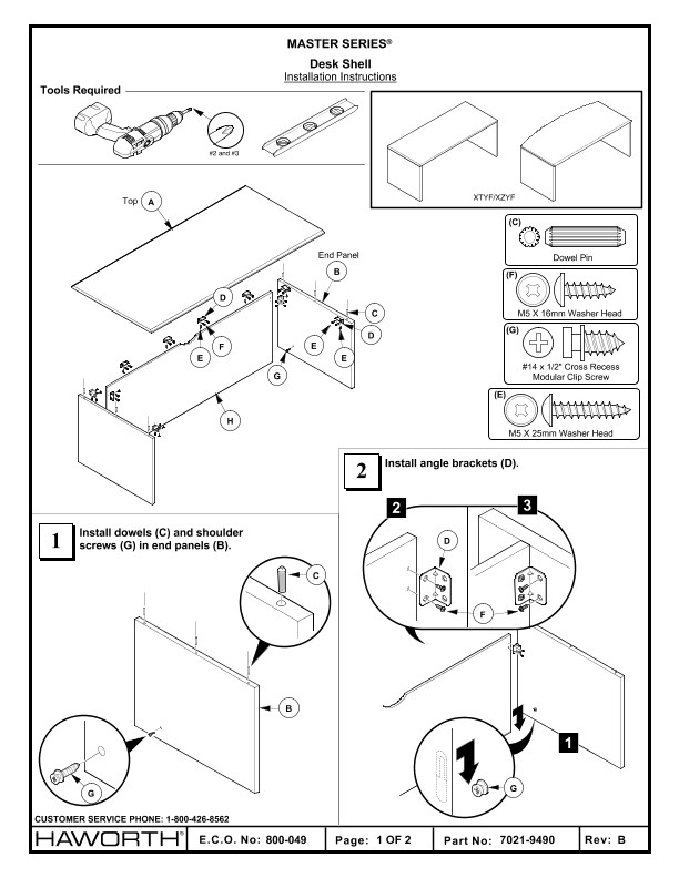 Masters Series - Desk Shell - Installation | Details Page | Haworth