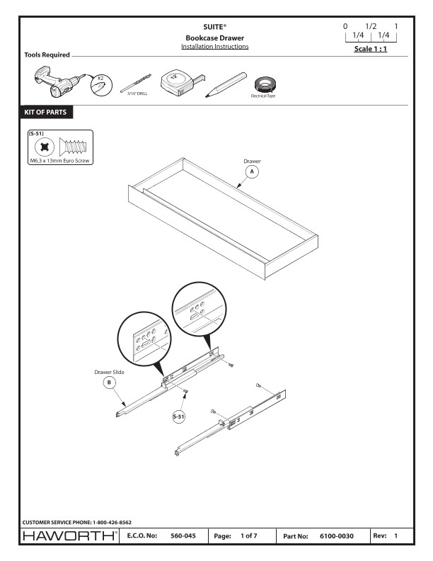 Suite - Bookcase Drawer - Installation | Details Page | Haworth