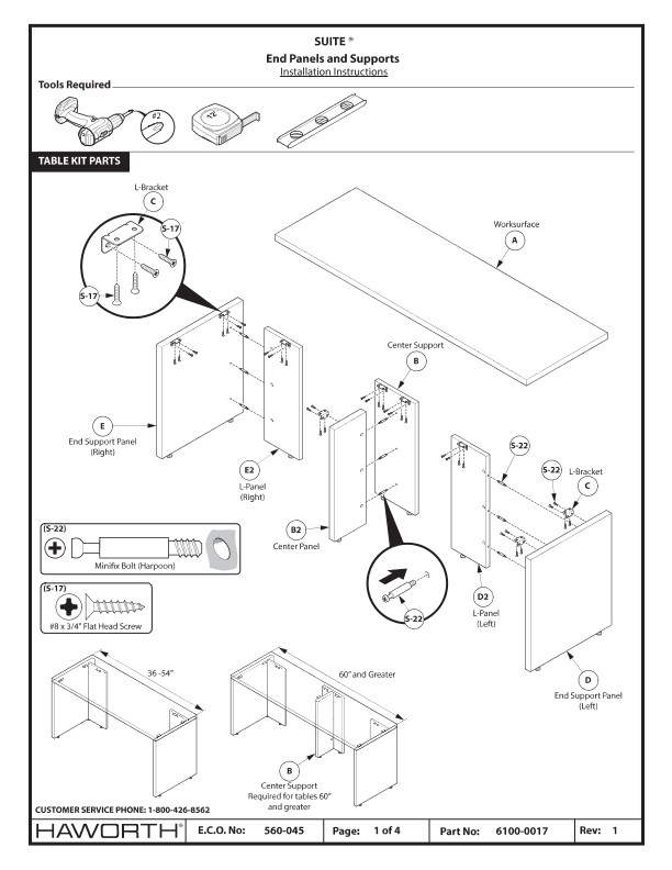 Suite - End Panels and Supports - Installation | Details Page | Haworth