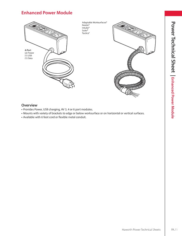 Enhanced Power Module - Haworth Power Technical Sheet | Details Page ...