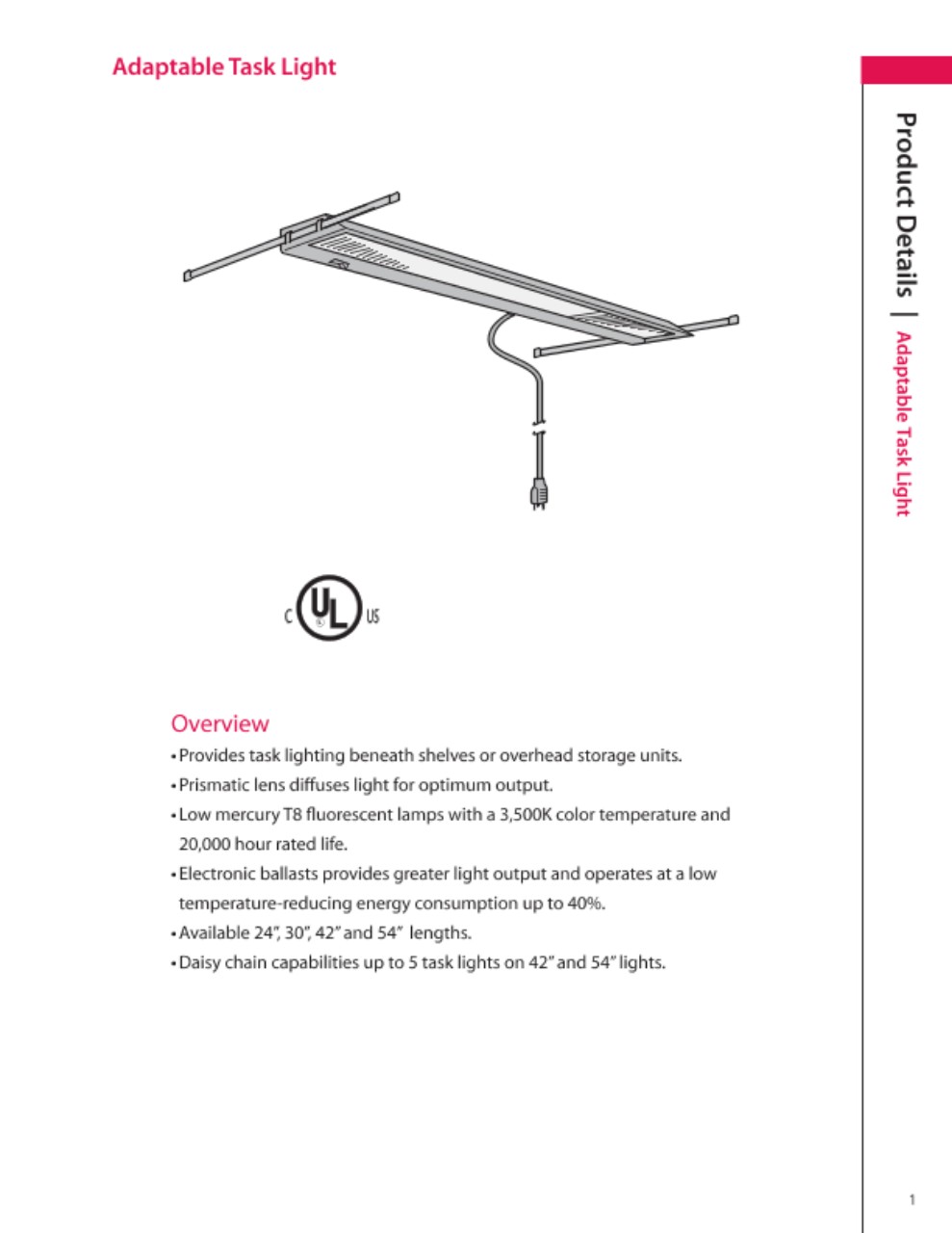 Adaptable Task Light Tech Sheet | Details Page | Haworth